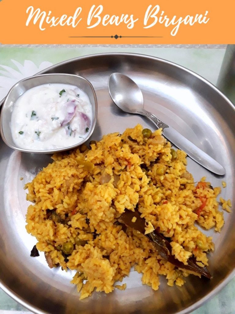 Mixed Beans Biryani ~ Easy One Pot Meal cooked in Pressure Cooker